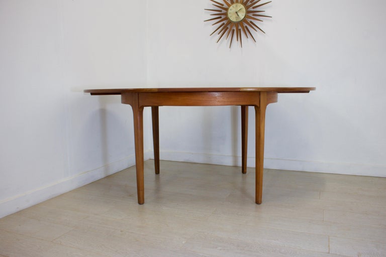 Midcentury Teak Round Extendable Dining Table from Nathan, 1960s at 1stDibs