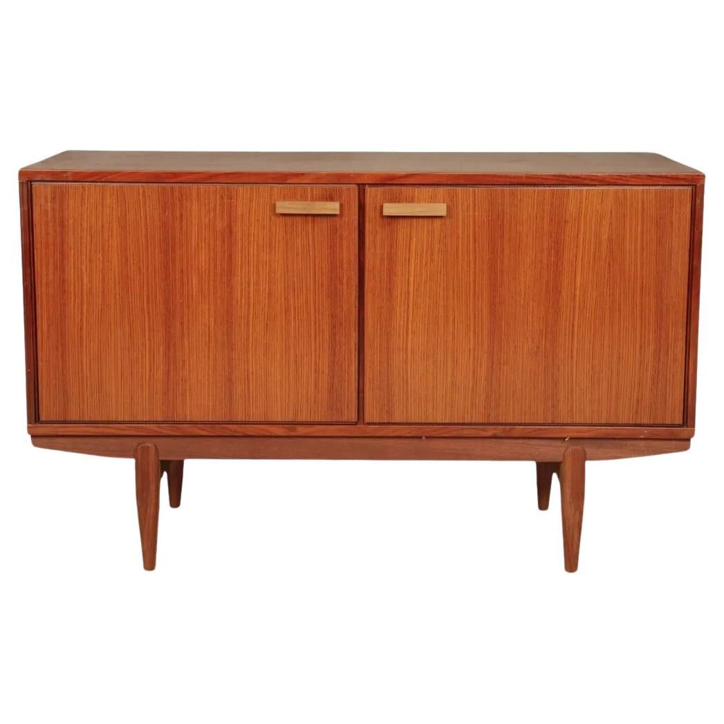 Mid-Century Teak Sideboard W/ Glass Doors For Sale at 1stDibs