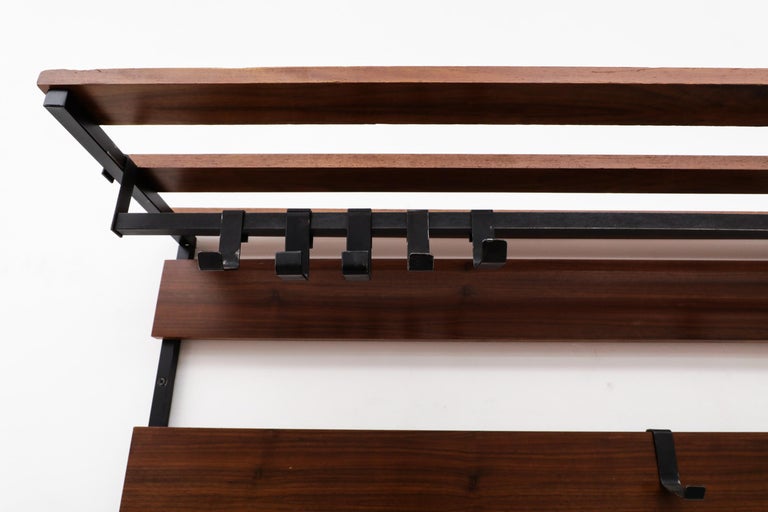 Midcentury Teak Slatted Wall Mount Coat Rack For Sale at 1stDibs