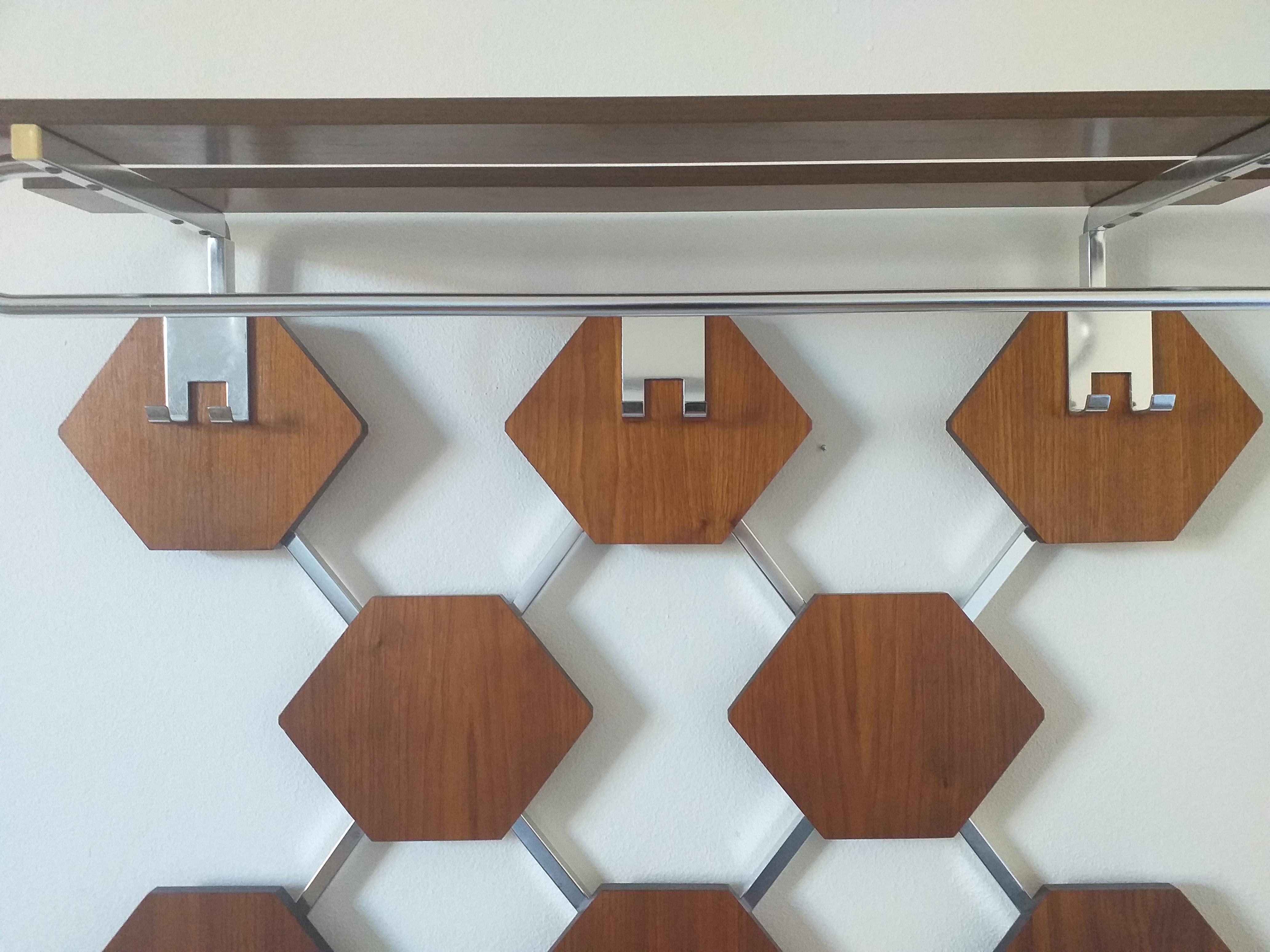 Midcentury Teak Wall Coat Rack, Denmark, 1960s at 1stDibs