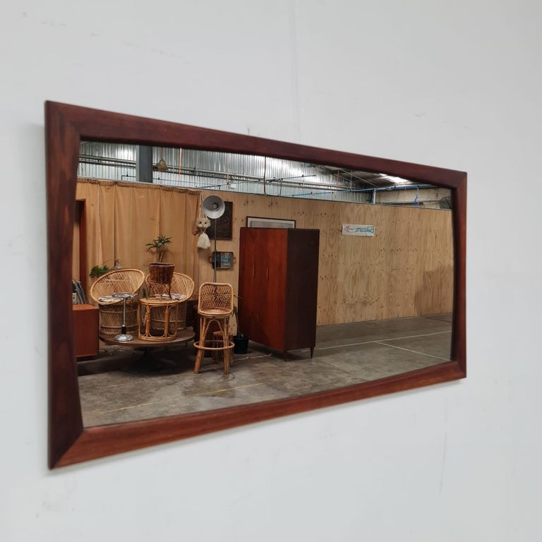 Midcentury Teak Wall Mirror For Sale at 1stDibs