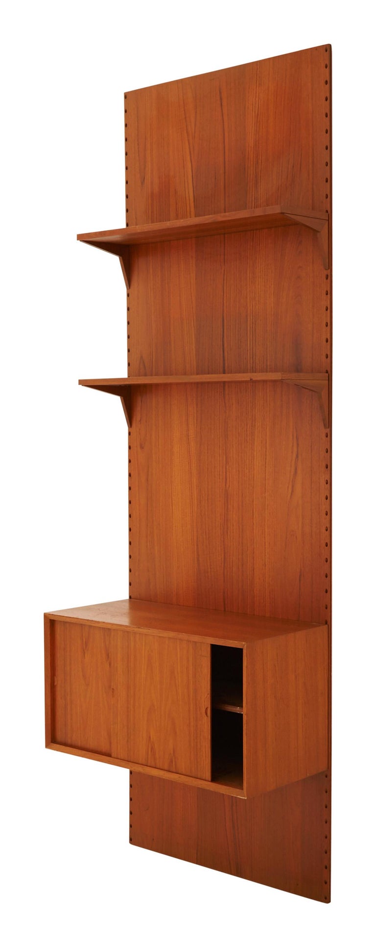 Midcentury Teak Wall Shelving Unit For Sale at 1stDibs