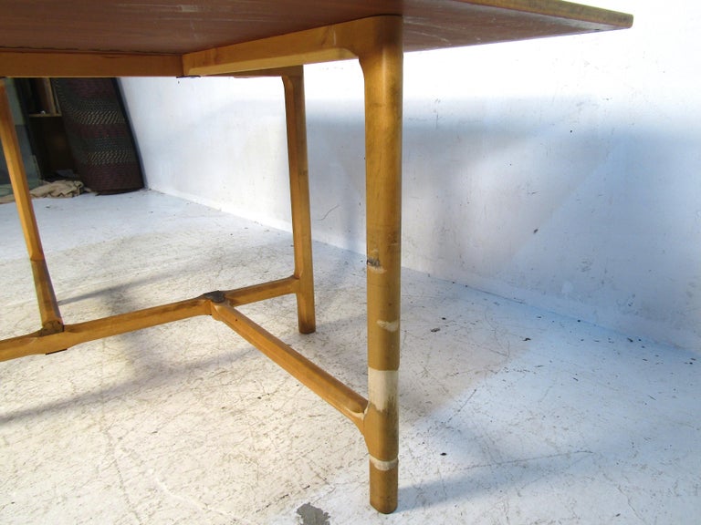 Midcentury Teak Wood Drop-Leaf Dining Table For Sale at 1stDibs