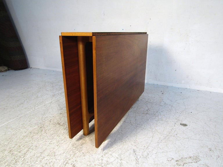 Midcentury Teak Wood Drop-Leaf Dining Table For Sale at 1stDibs