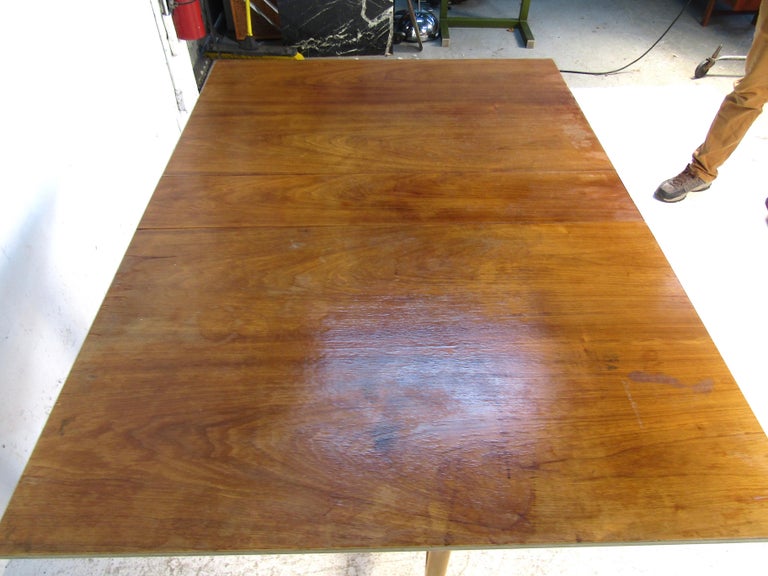 Midcentury Teak Wood Drop-Leaf Dining Table For Sale at 1stDibs