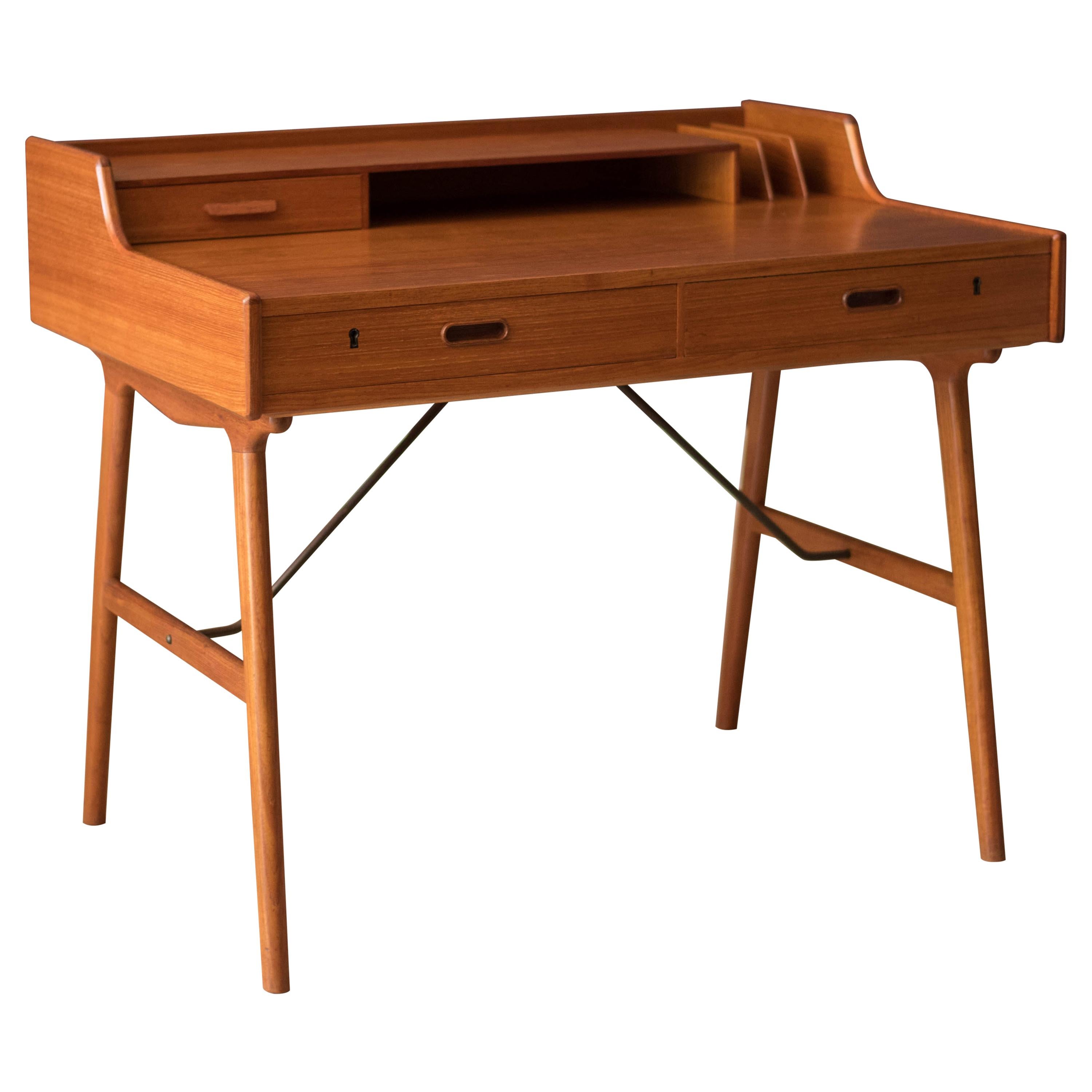 Scandinavian Design Writing Desk Teak Retro at 1stDibs