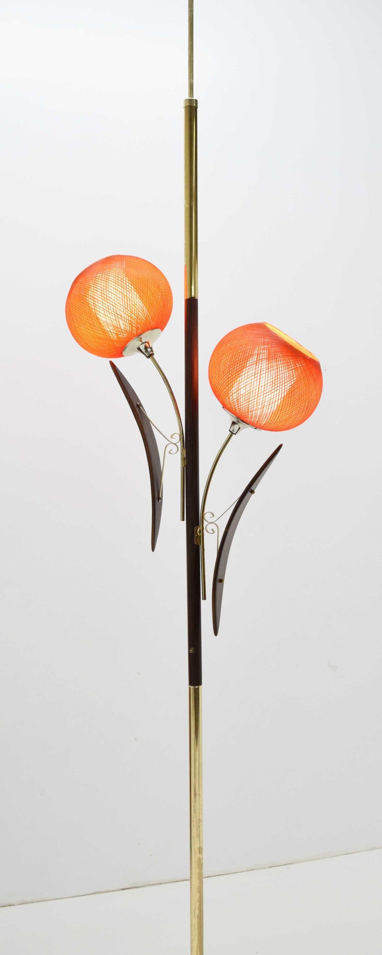 Midcentury Tension Pole Lamp with Spun Fiberglass Shades For Sale at ...