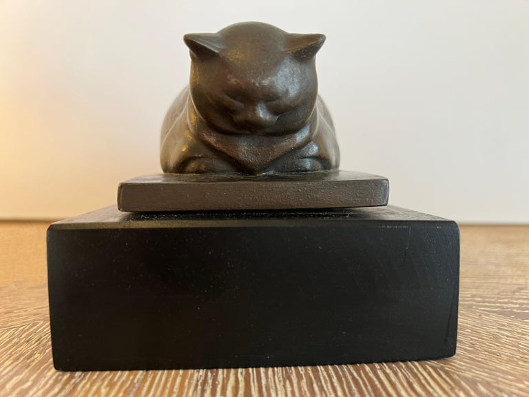 Mid-Century Terra Cotta Cat Sculpture For Sale at 1stDibs