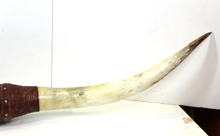 Midcentury Texas Longhorn Mounted with Tooled Leather at 1stDibs | bull ...