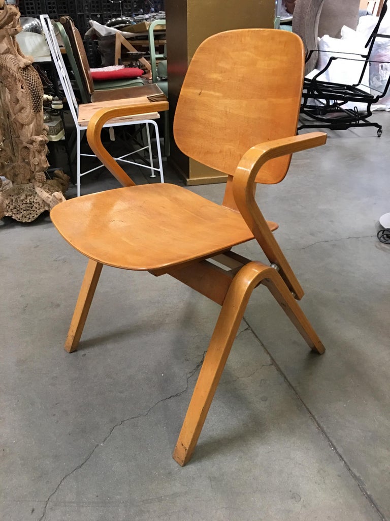 Mid Century Thonet Bent Plywood Armchairs by Joe Atkinson, Set of Seven ...