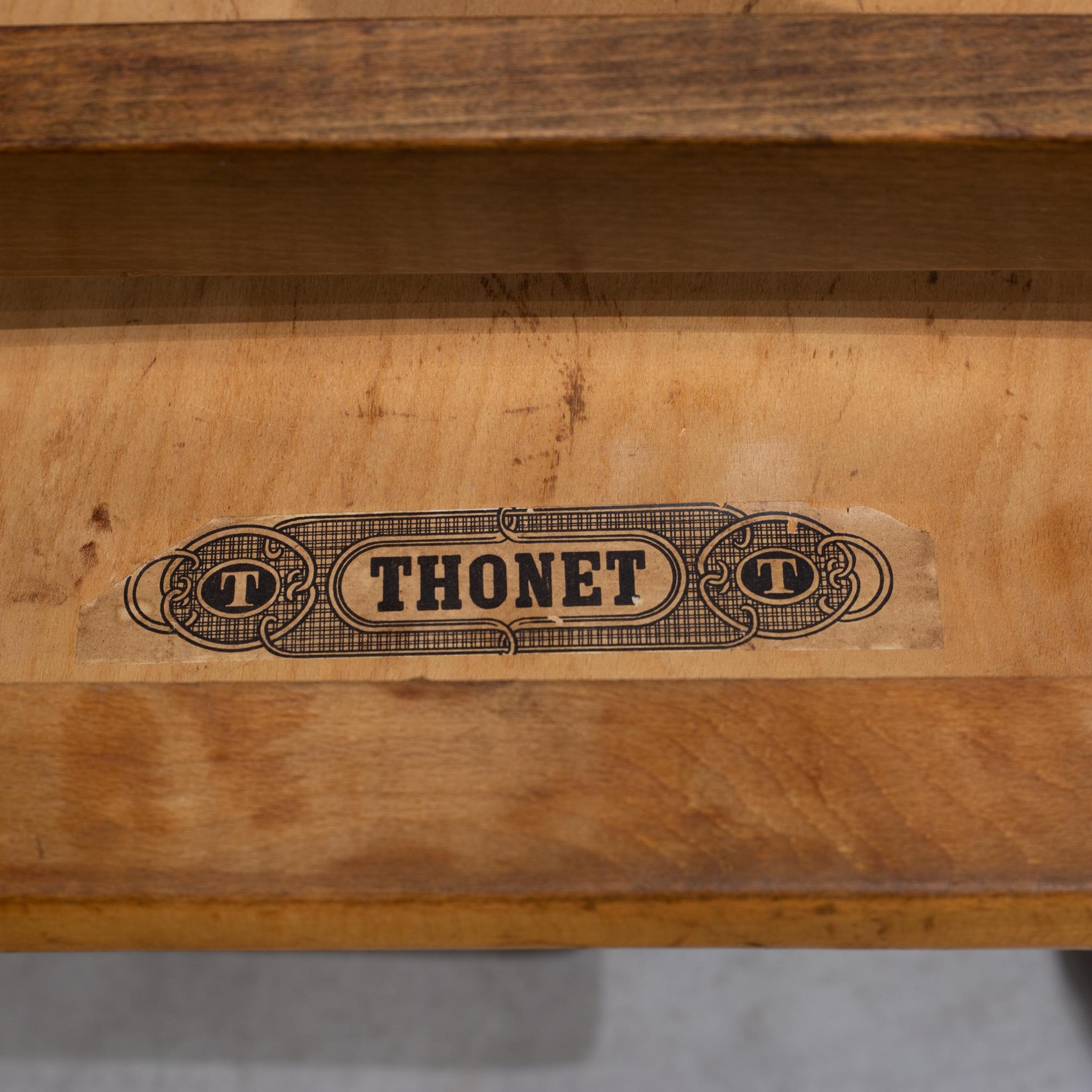 Mid-Century Thonet Bicolored Stackable Schoolhouse Auditorium Chairs, C ...