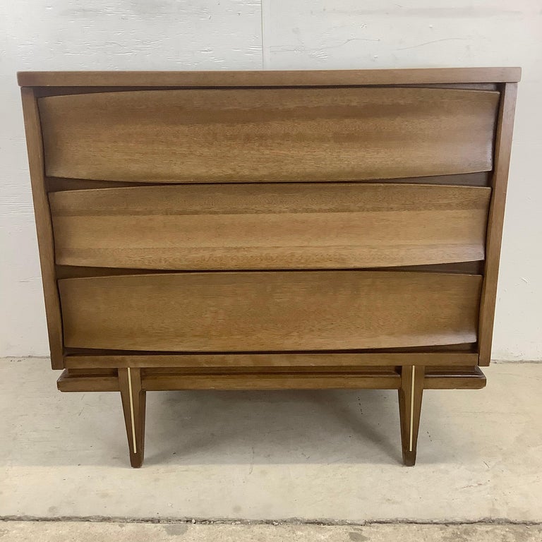Mid-Century Three Drawer Concave Front Dresser For Sale at 1stDibs