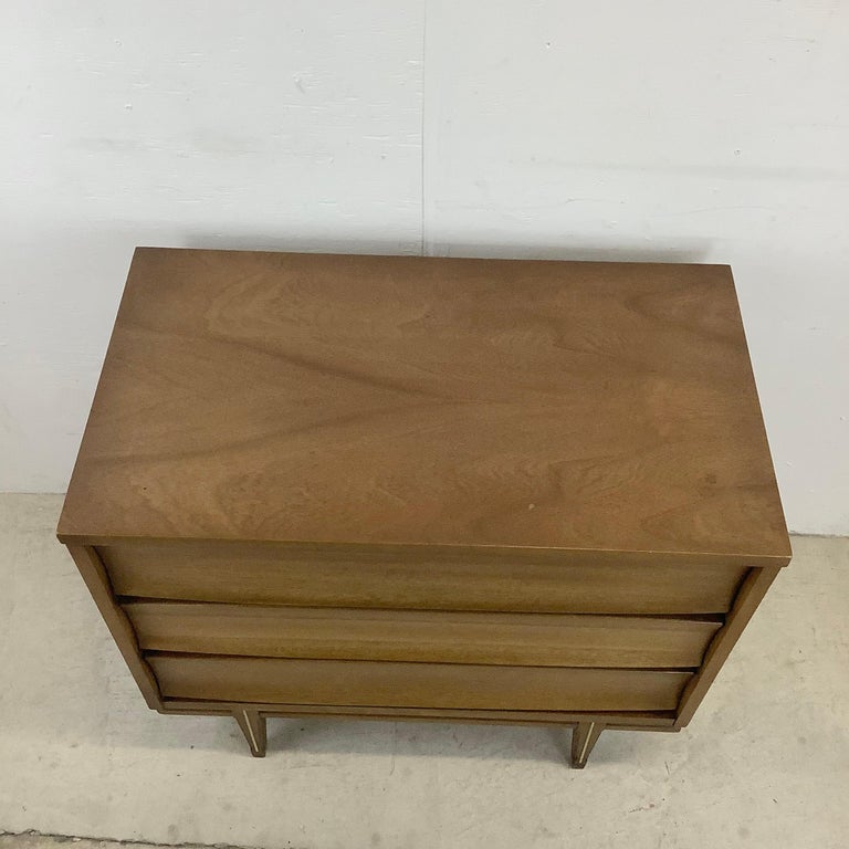 Mid-Century Three Drawer Concave Front Dresser For Sale at 1stDibs