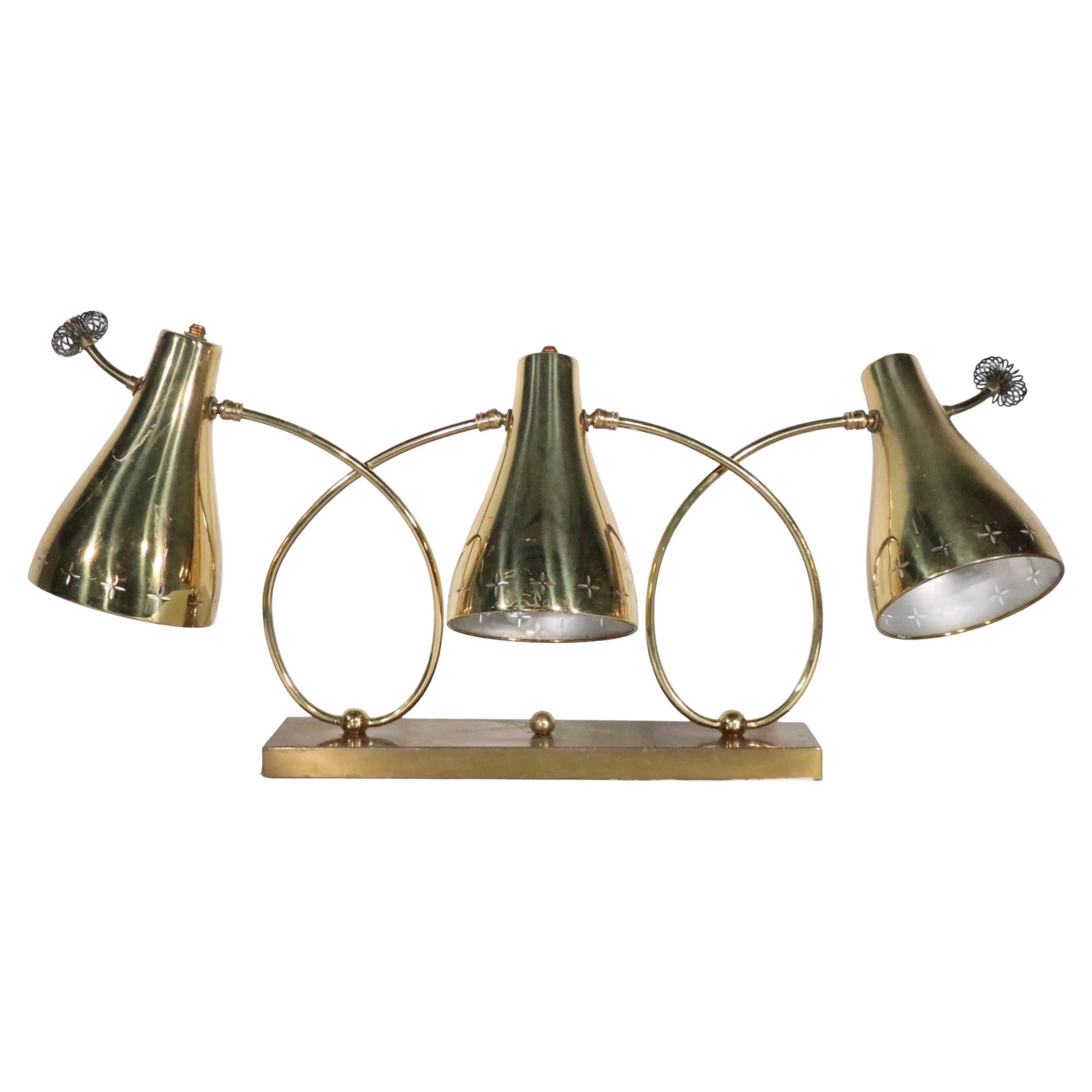 Mid Century Three Light Desk Lamp after Paavo Tynell For Sale at 1stDibs