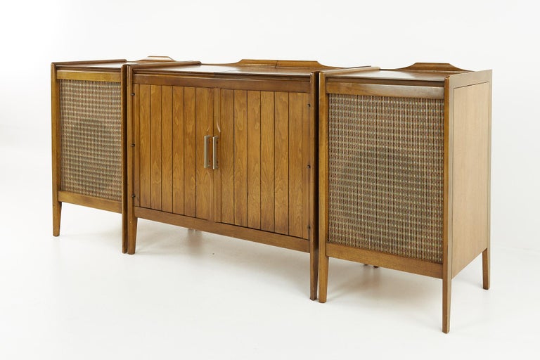 Mid Century Three Piece Stereo Console and Speakers at 1stDibs