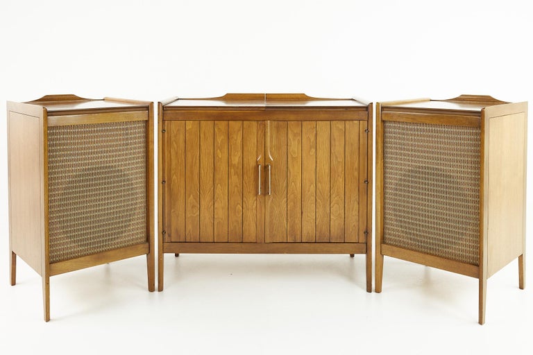 Mid Century Three Piece Stereo Console and Speakers at 1stDibs