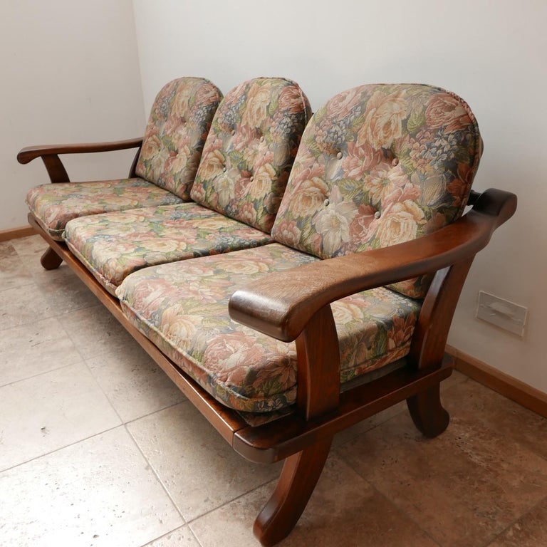 Mid-Century Three Seater Wooden Dutch Sofa at 1stDibs