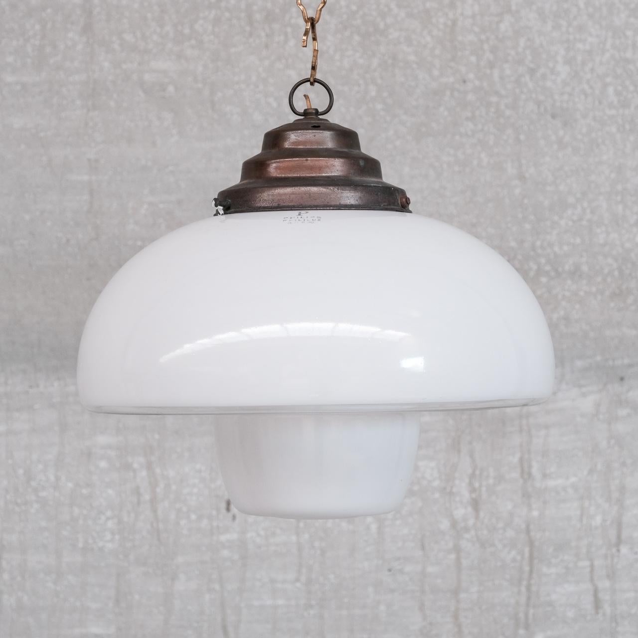 Mid-Century Three Tone Glass Philips Pendant Light at 1stDibs
