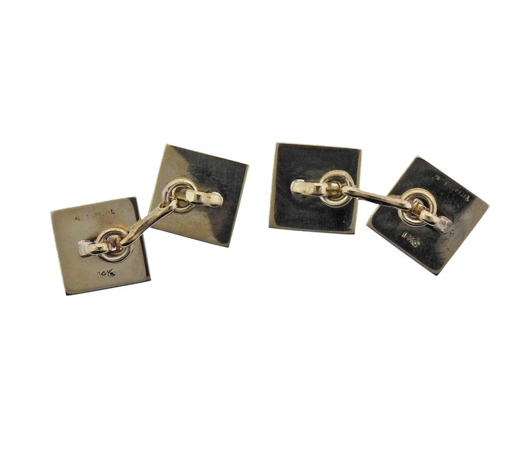 Midcentury Tiffany and Co. Sapphire Gold Cufflinks at 1stDibs