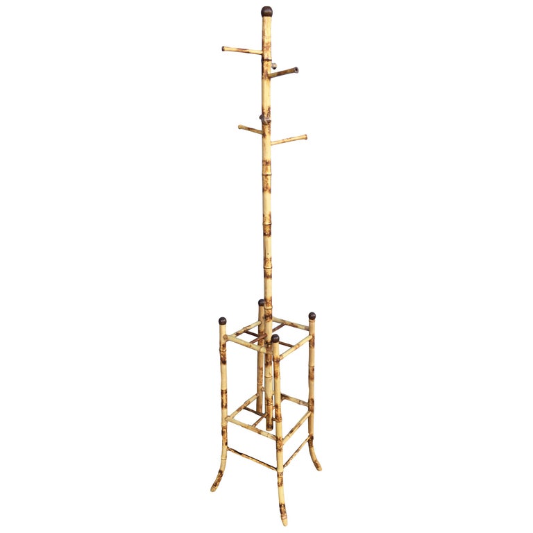 Midcentury Tiger Bamboo Coat Rack with Umbrella Stand at 1stDibs
