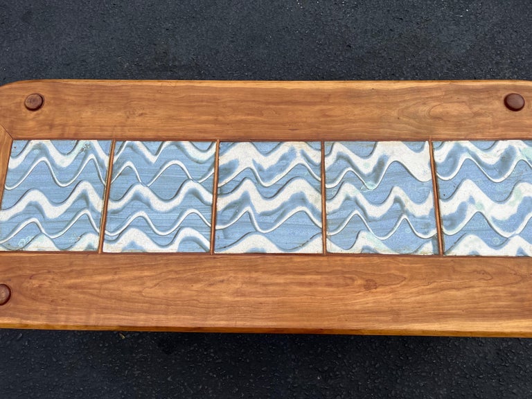 Mid Century Tile and Wood Coffee Table at 1stDibs