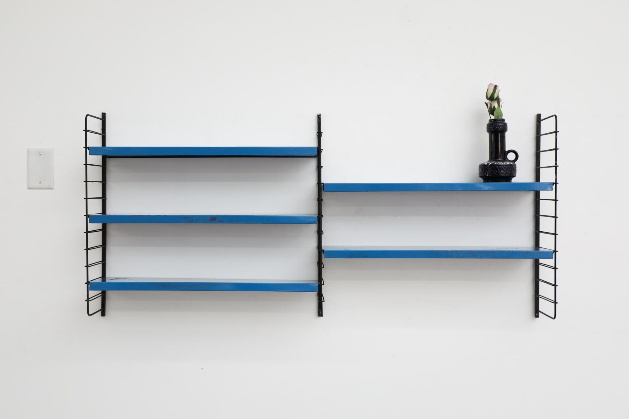 Mid-Century TOMADO Style Blue 5 Shelf 2 Section Shelving Unit For Sale ...