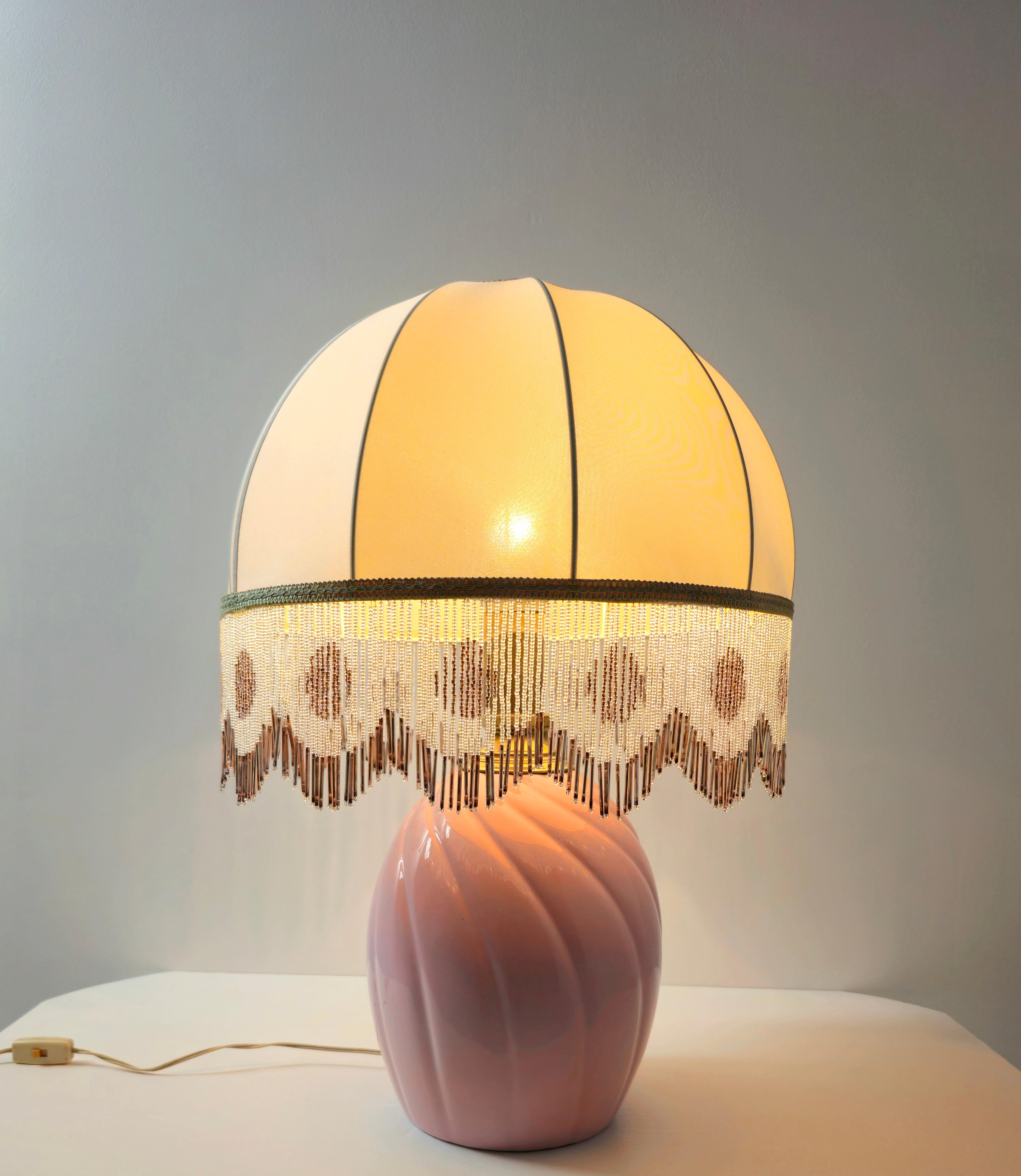 Mid-Century Tommaso Barmi Tortillon Ceramic Rose Table Lamp Design ...
