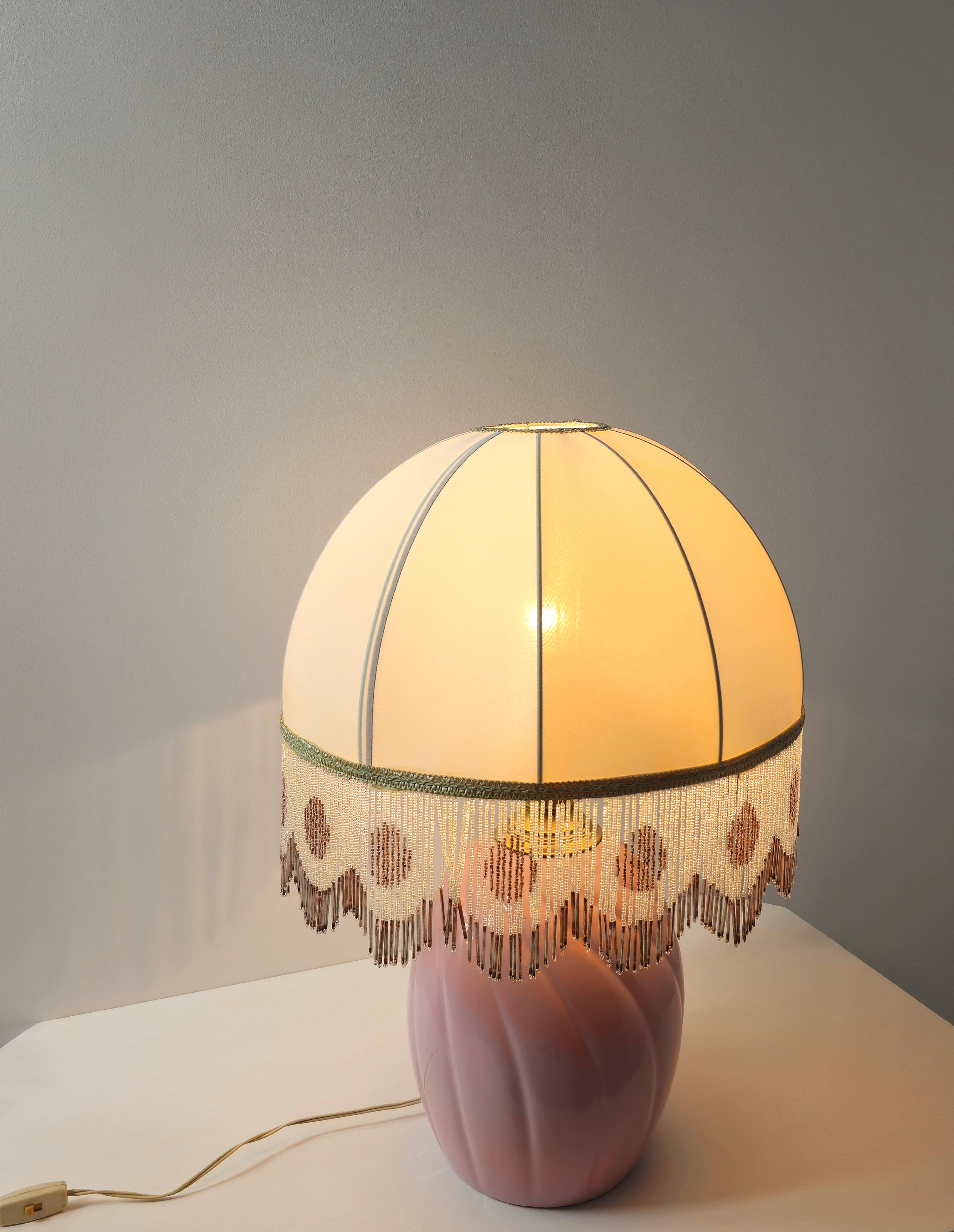 Mid-Century Tommaso Barmi Tortillon Ceramic Rose Table Lamp Design ...
