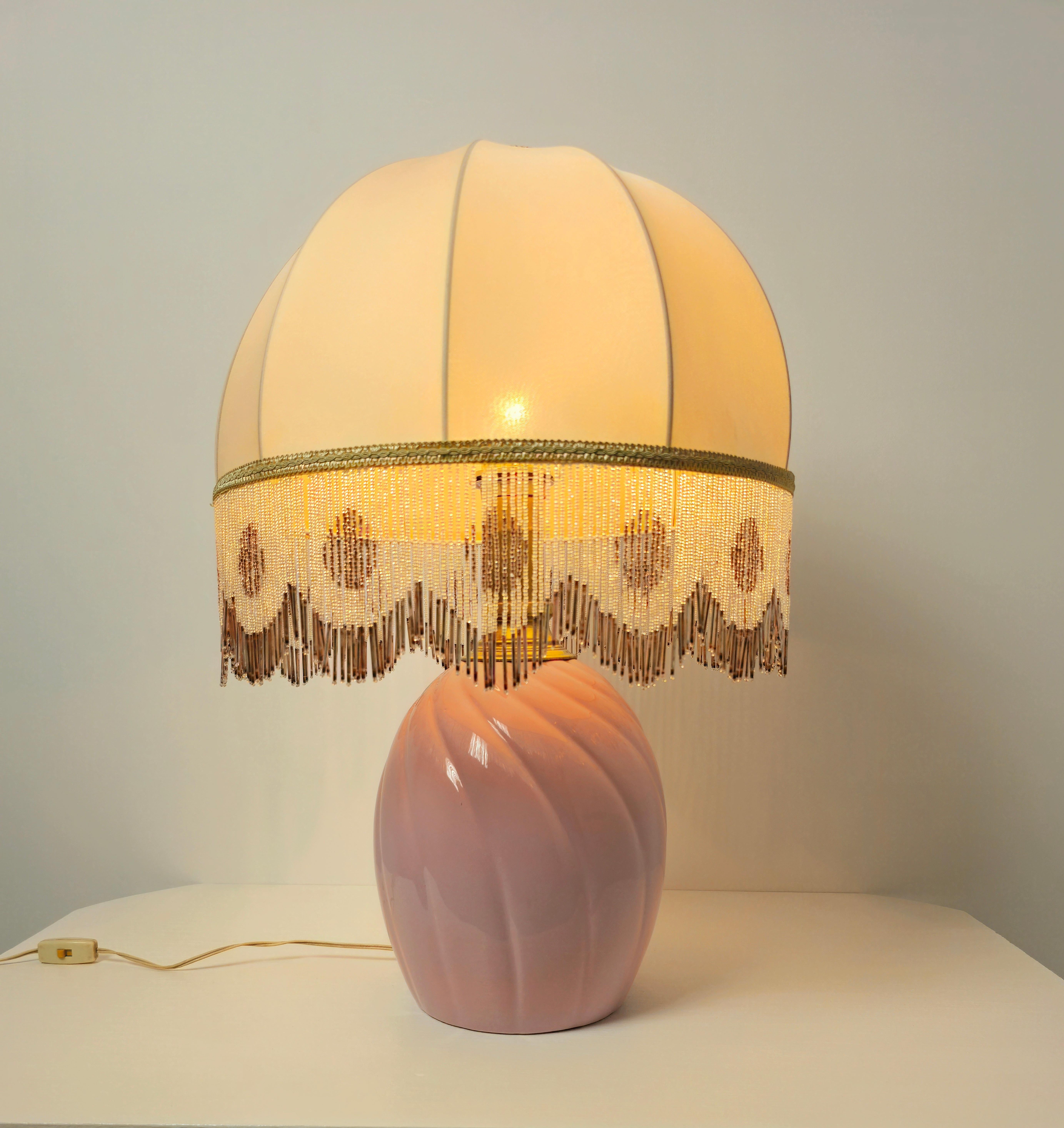 Mid-Century Tommaso Barmi Tortillon Ceramic Rose Table Lamp Design ...