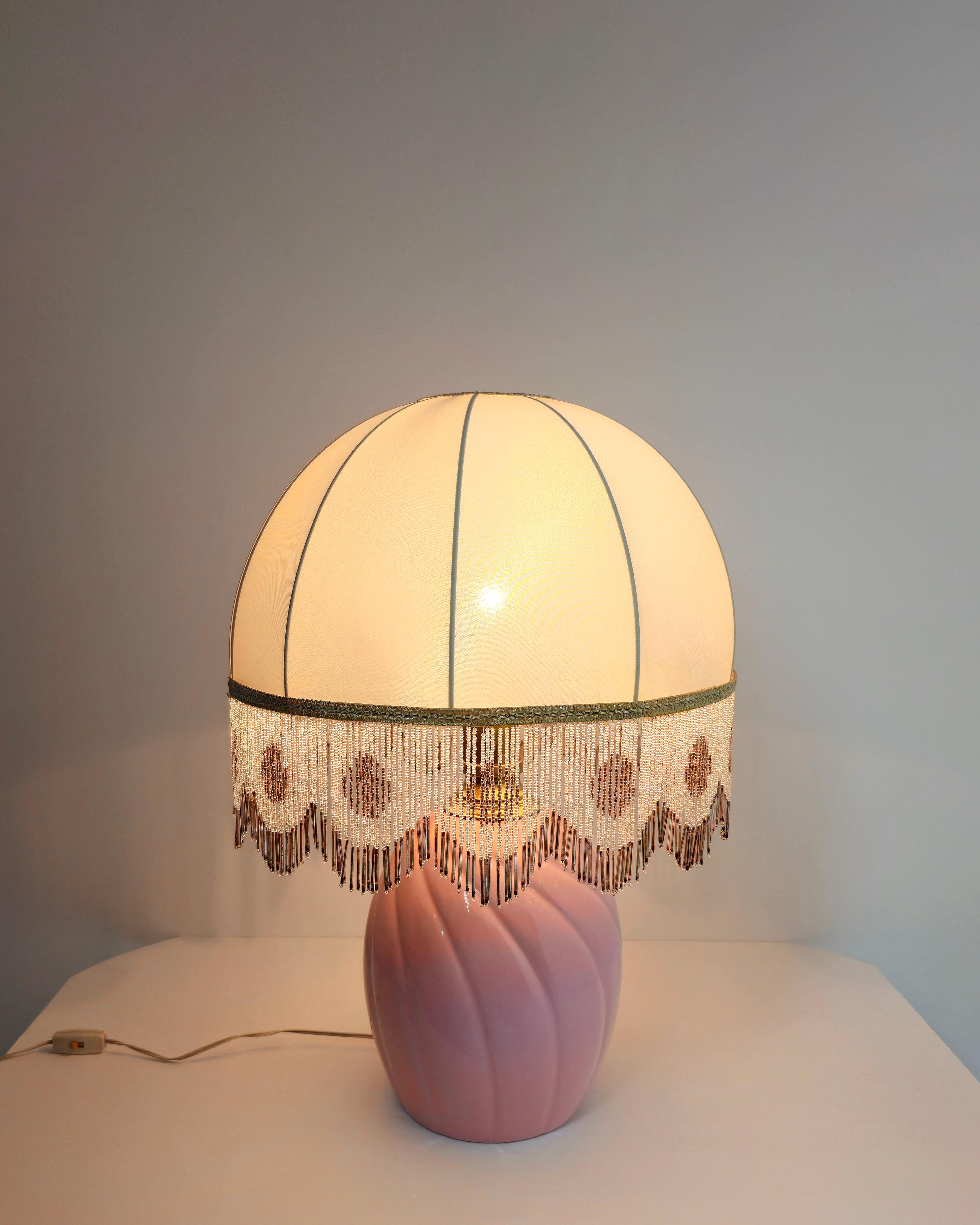 Mid-Century Tommaso Barmi Tortillon Ceramic Rose Table Lamp Design ...