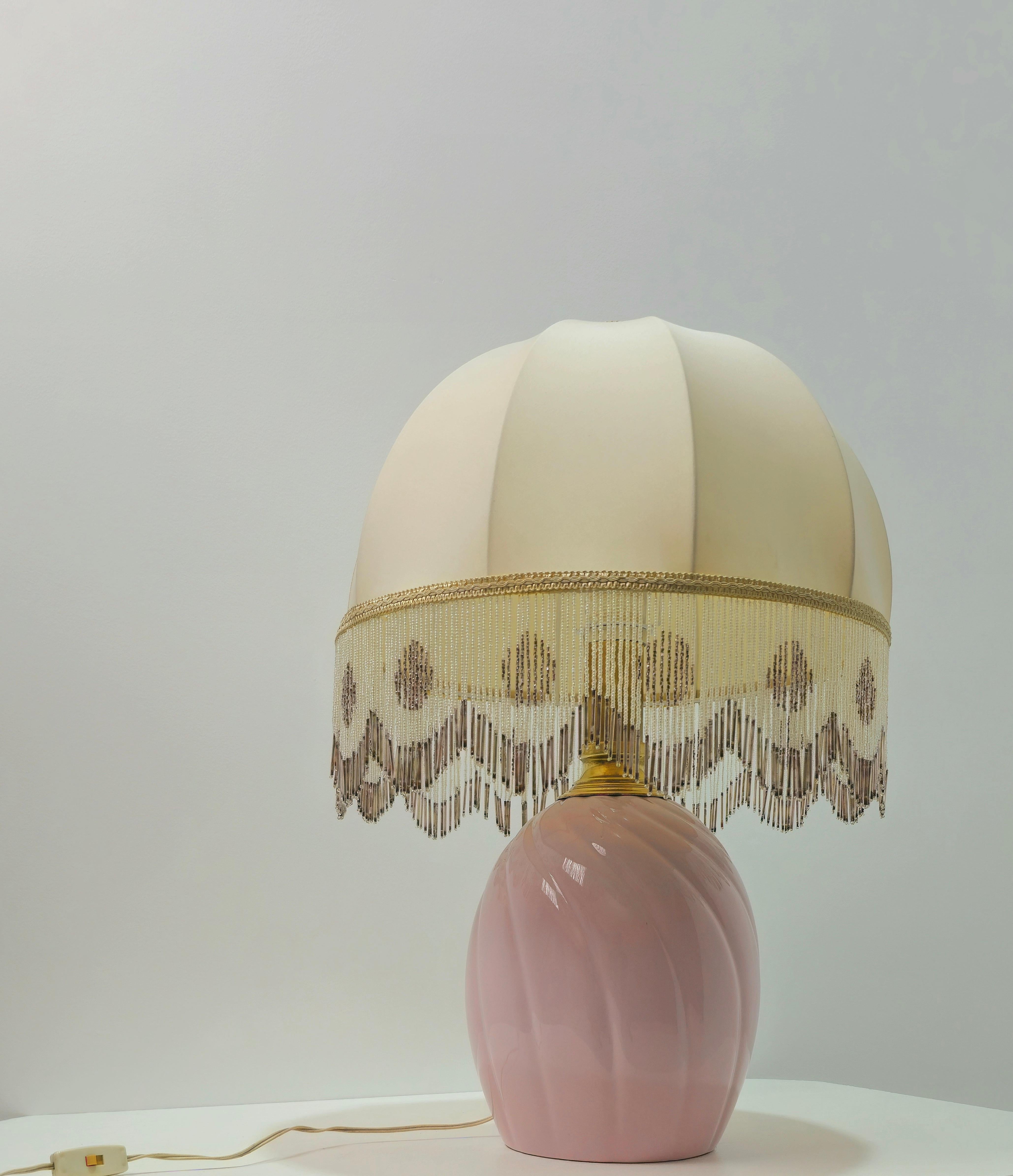 Mid-Century Tommaso Barmi Tortillon Ceramic Rose Table Lamp Design ...