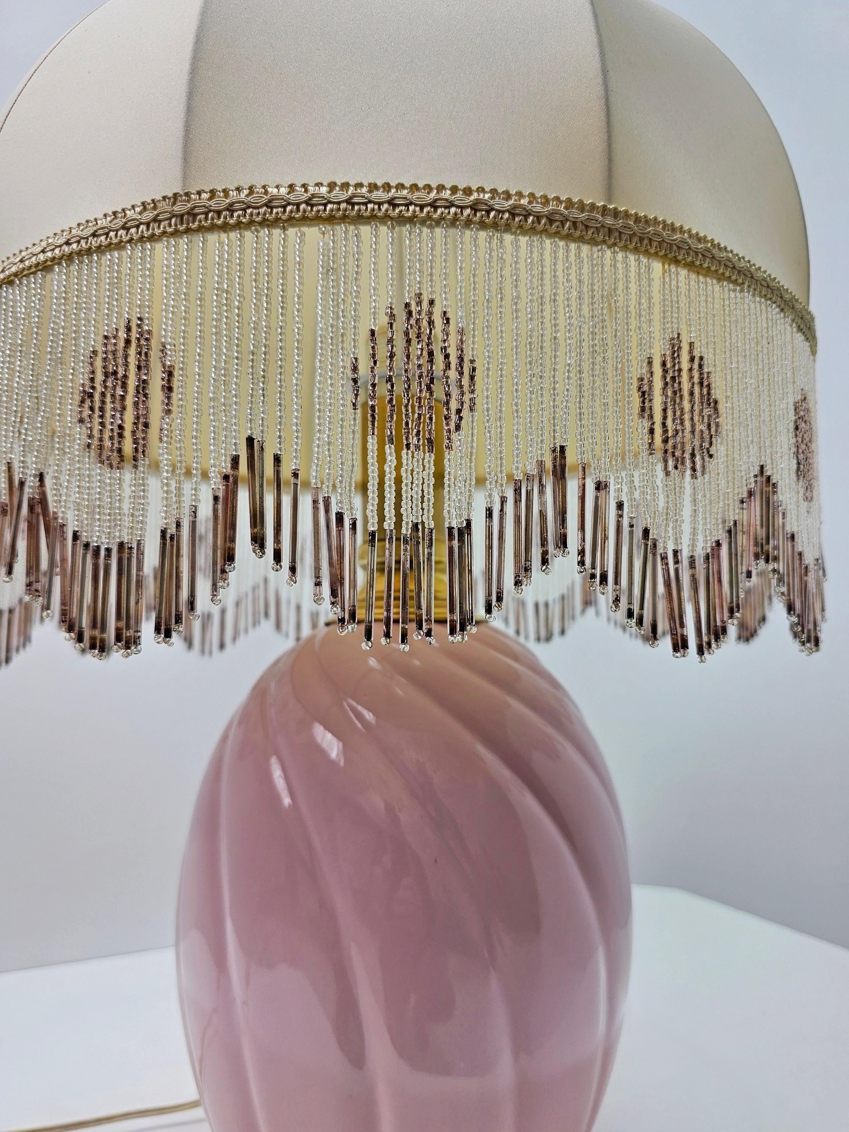 Mid-Century Tommaso Barmi Tortillon Ceramic Rose Table Lamp Design ...