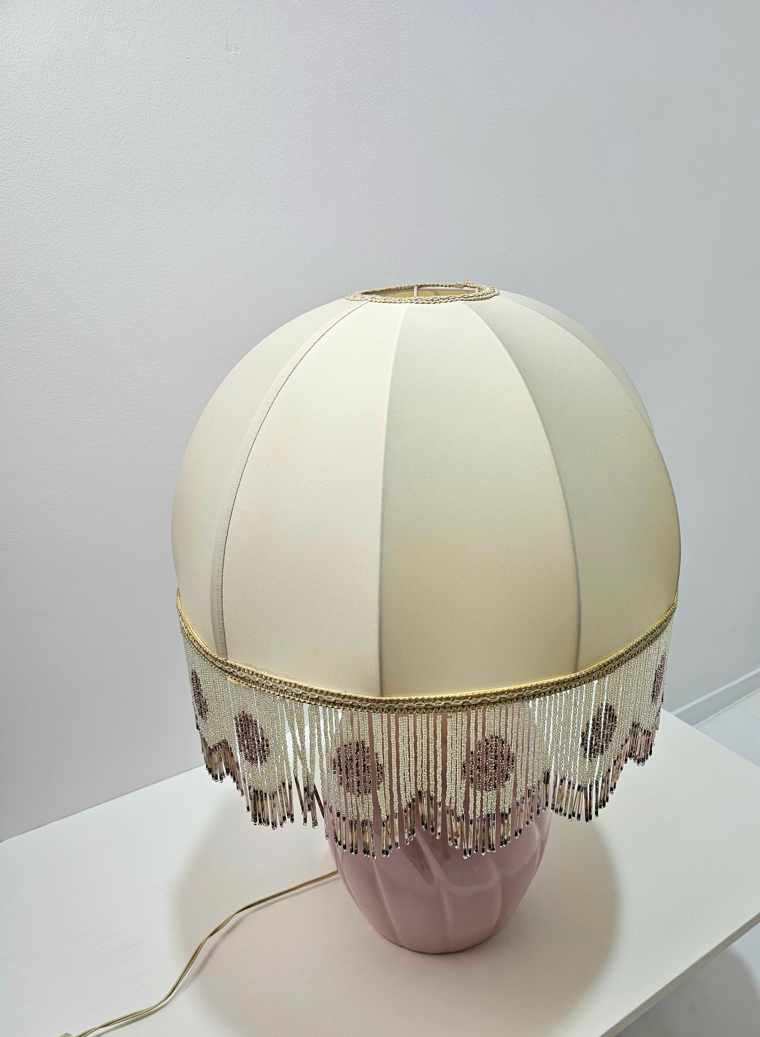 Mid-Century Tommaso Barmi Tortillon Ceramic Rose Table Lamp Design ...