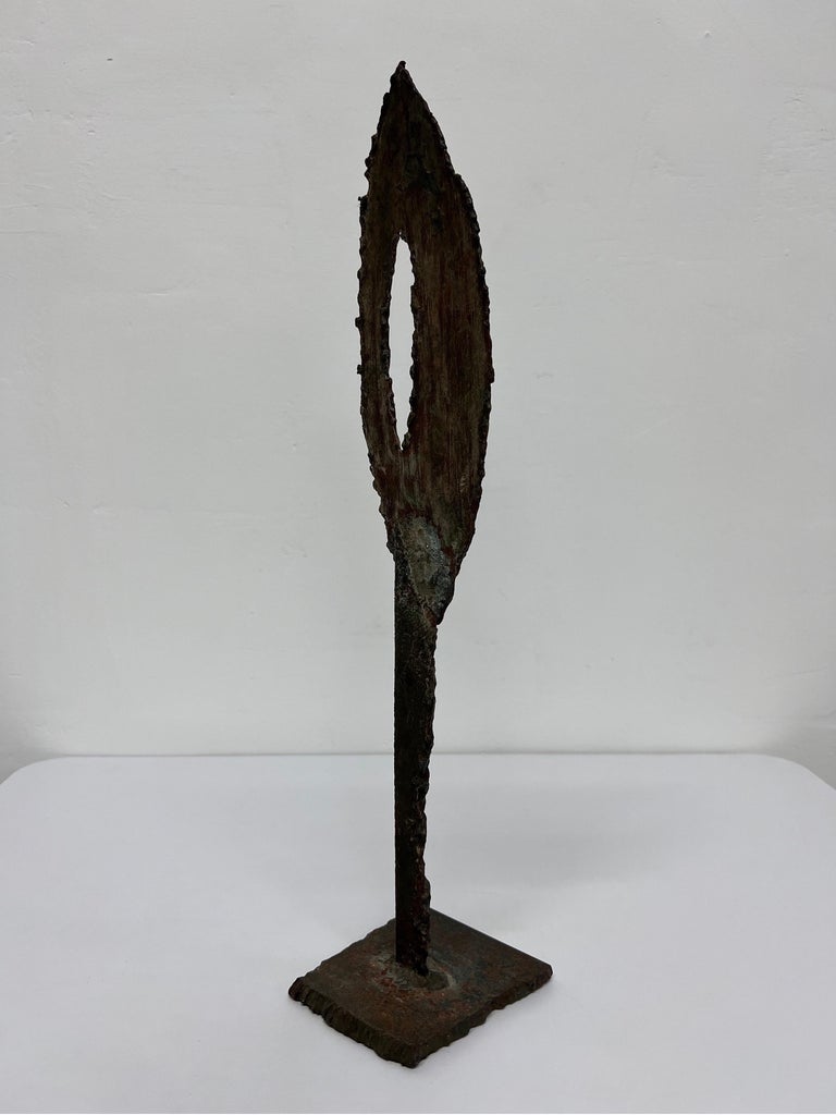 Mid-Century Torch Cut and Welded Steel Spear Sculpture For Sale at 1stDibs