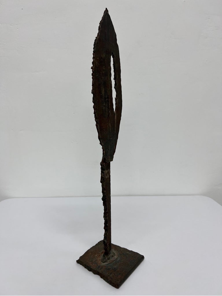 Mid-Century Torch Cut and Welded Steel Spear Sculpture For Sale at 1stDibs