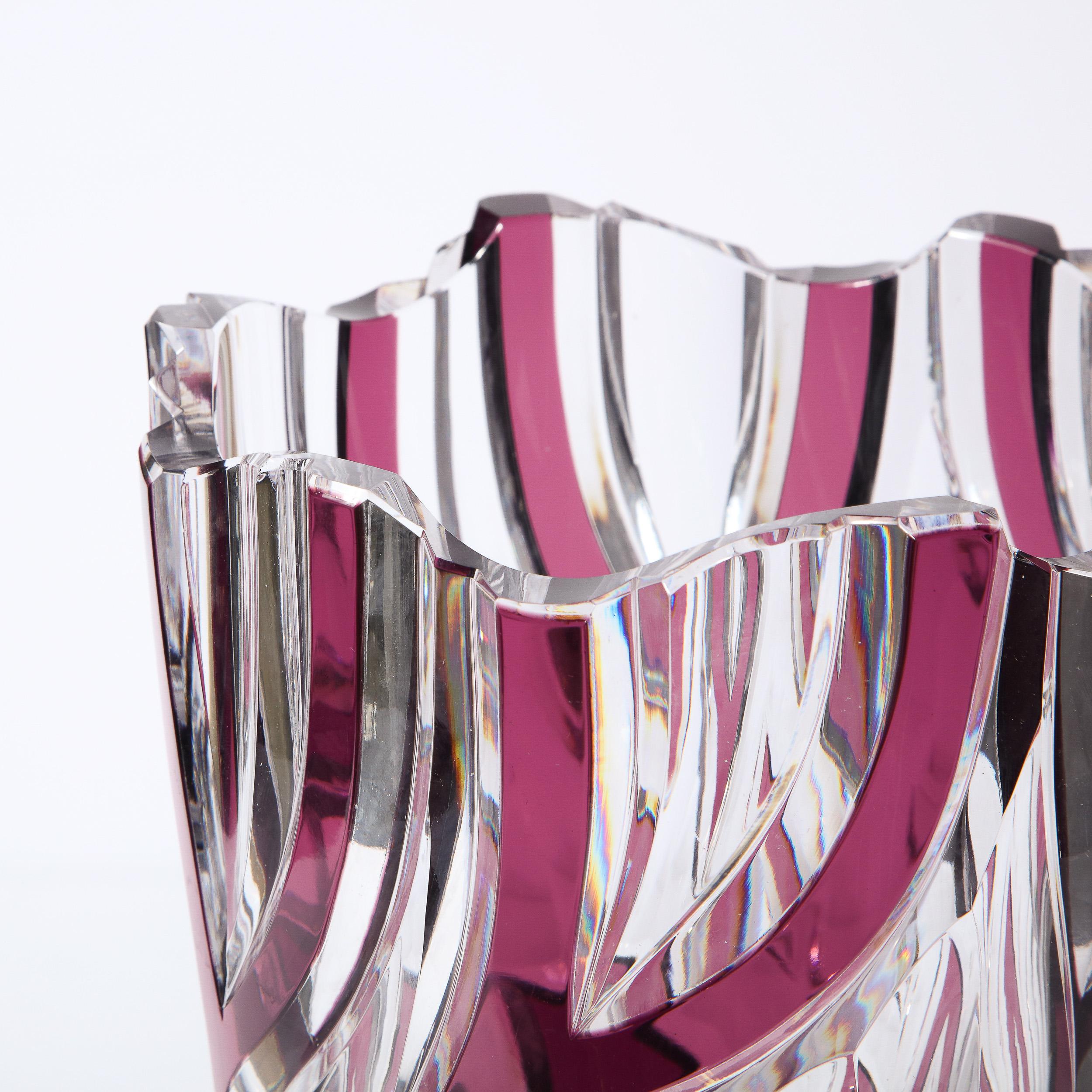 Mid Century Translucent Crystal and Violet Tourmaline Vase by Val St ...