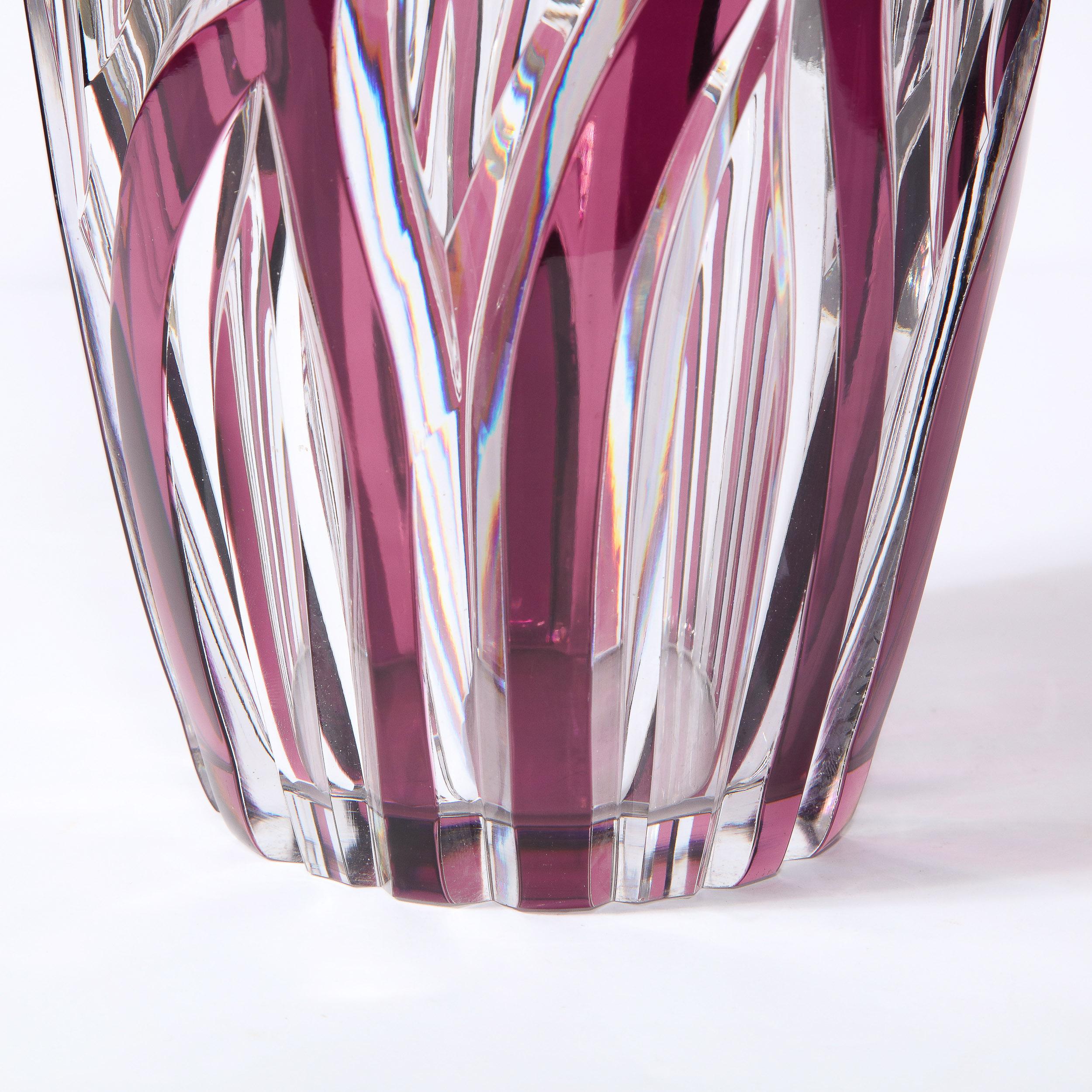 Mid Century Translucent Crystal and Violet Tourmaline Vase by Val St ...