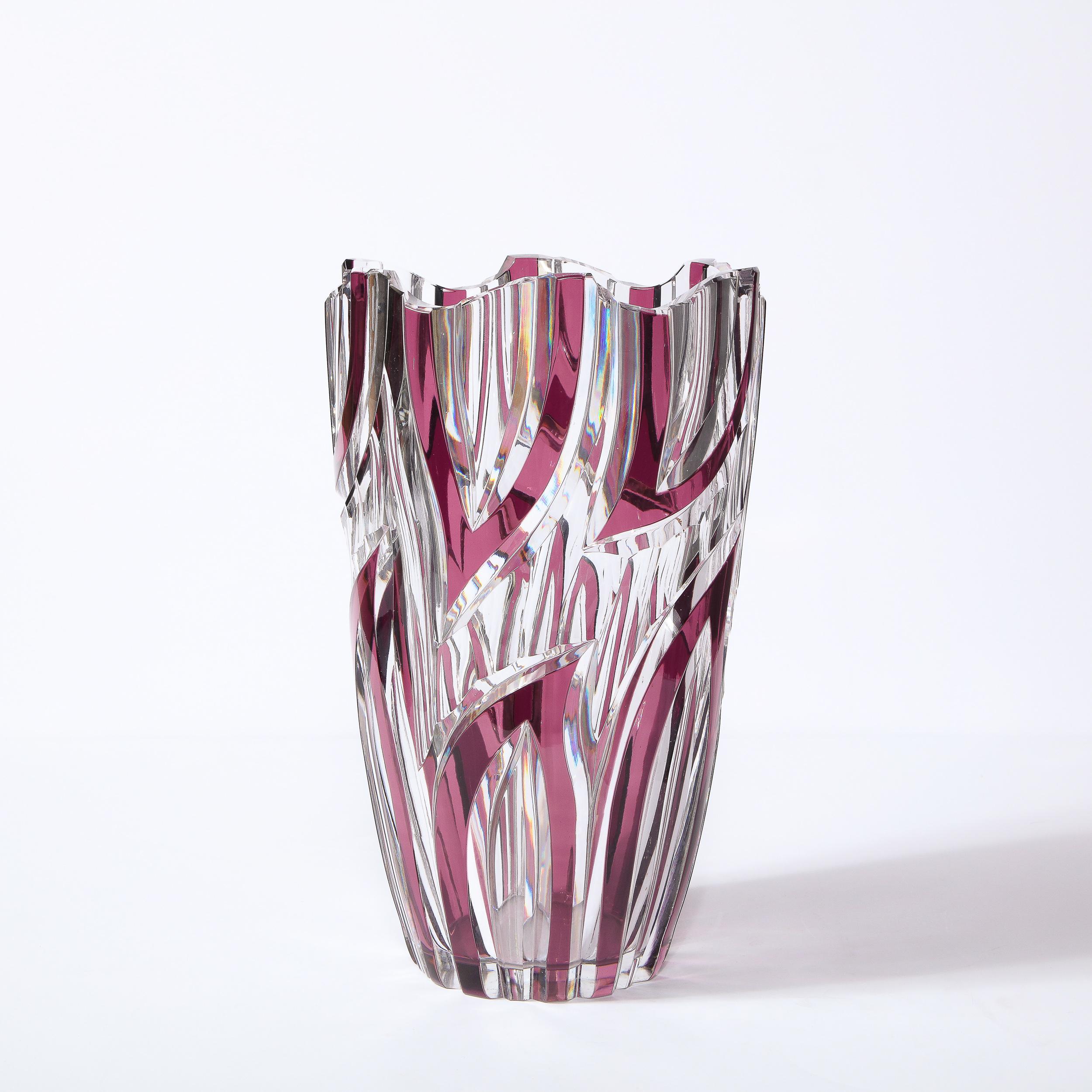 Mid Century Translucent Crystal and Violet Tourmaline Vase by Val St ...