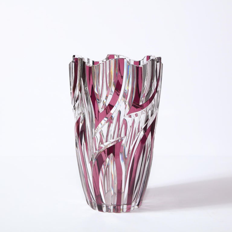 Mid Century Translucent Crystal and Violet Tourmaline Vase by Val St ...
