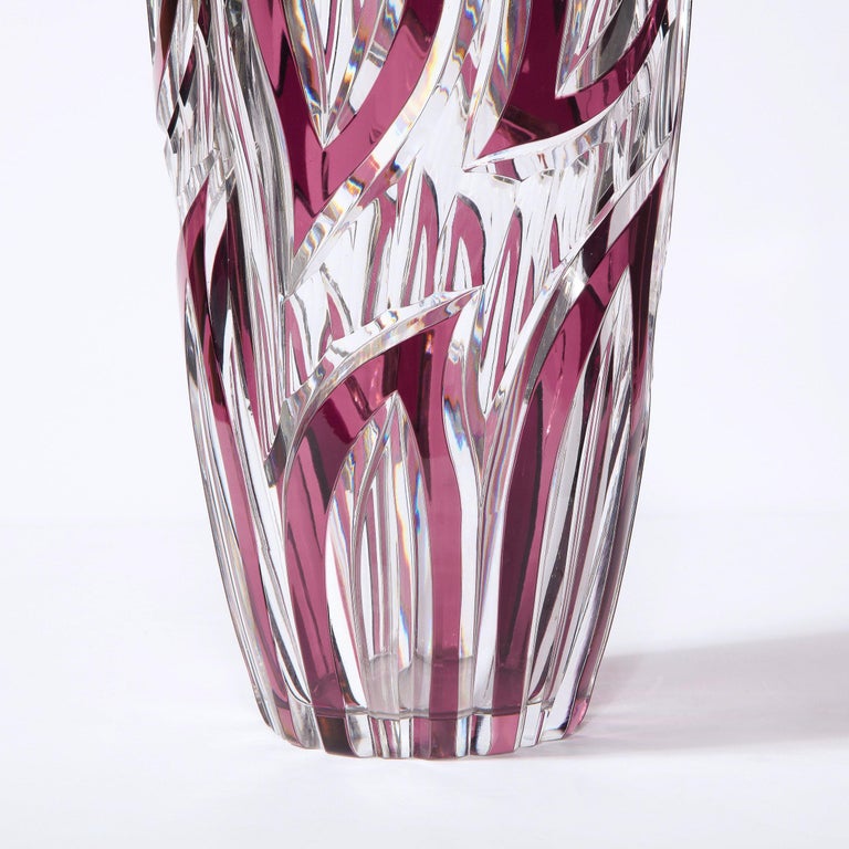 Mid Century Translucent Crystal and Violet Tourmaline Vase by Val St ...