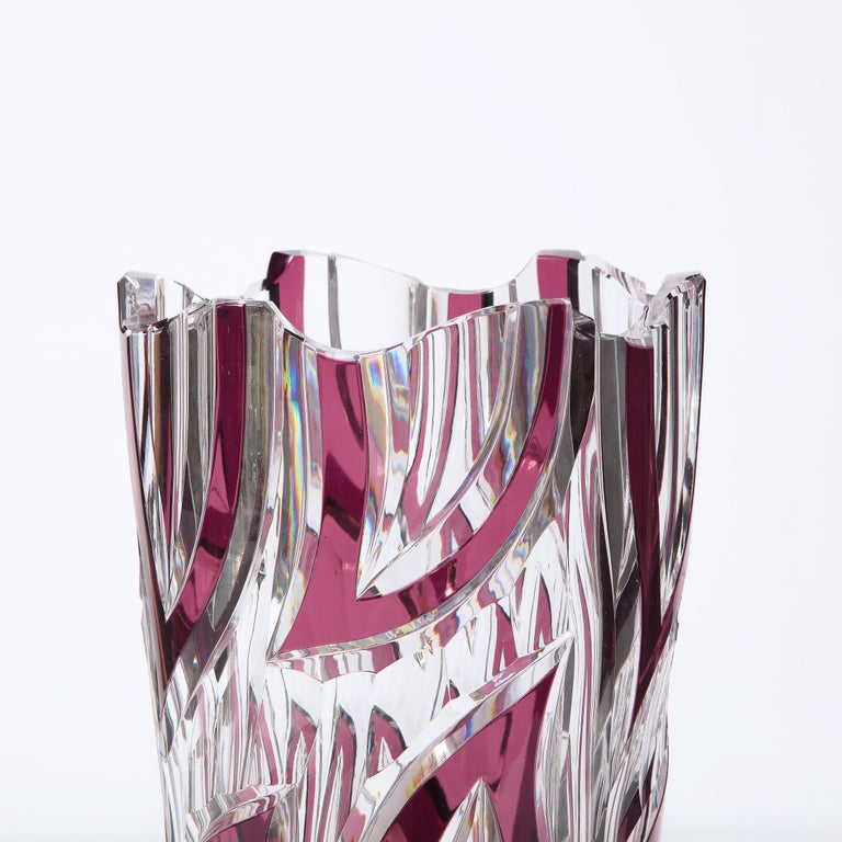Mid Century Translucent Crystal and Violet Tourmaline Vase by Val St ...