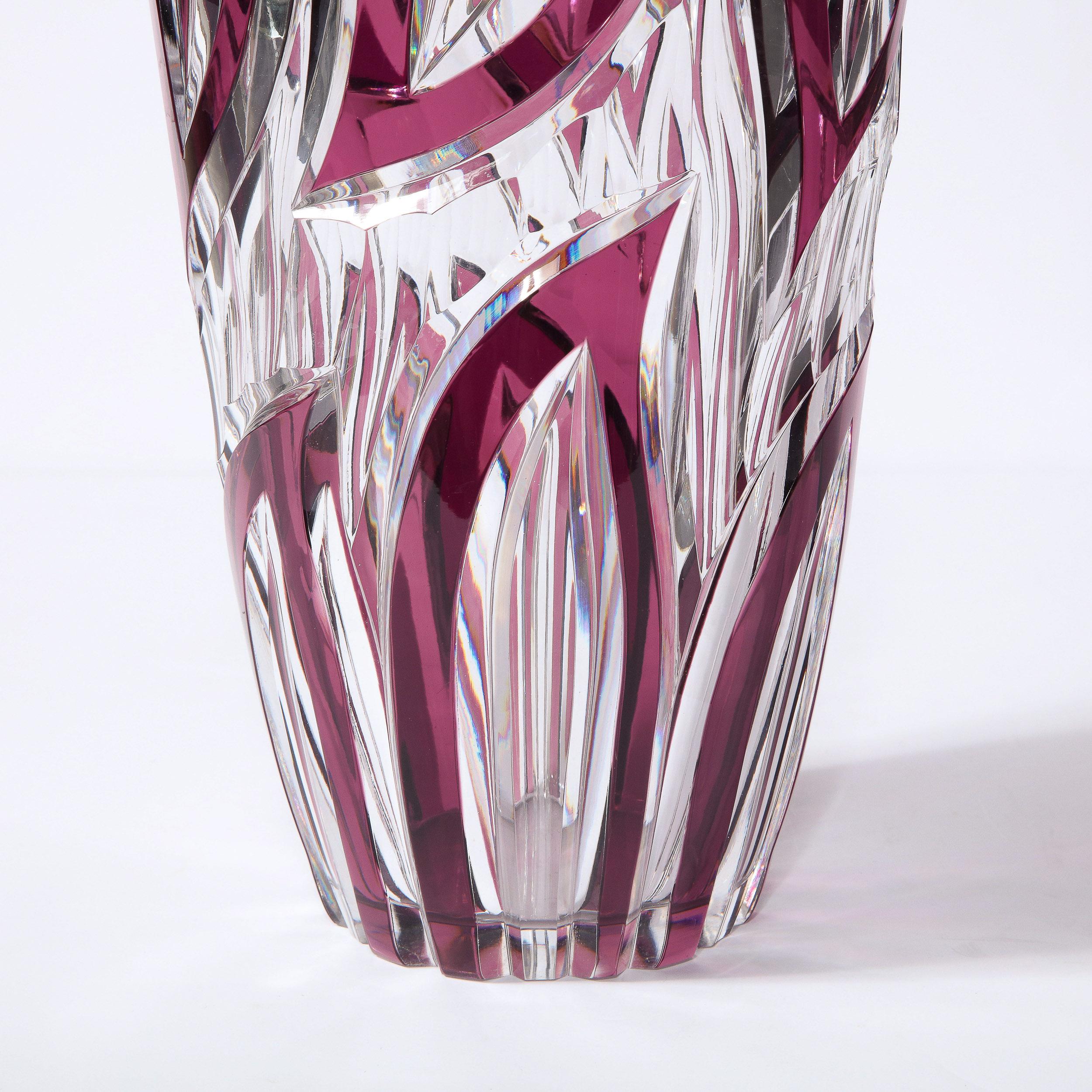 Mid Century Translucent Crystal and Violet Tourmaline Vase by Val St ...