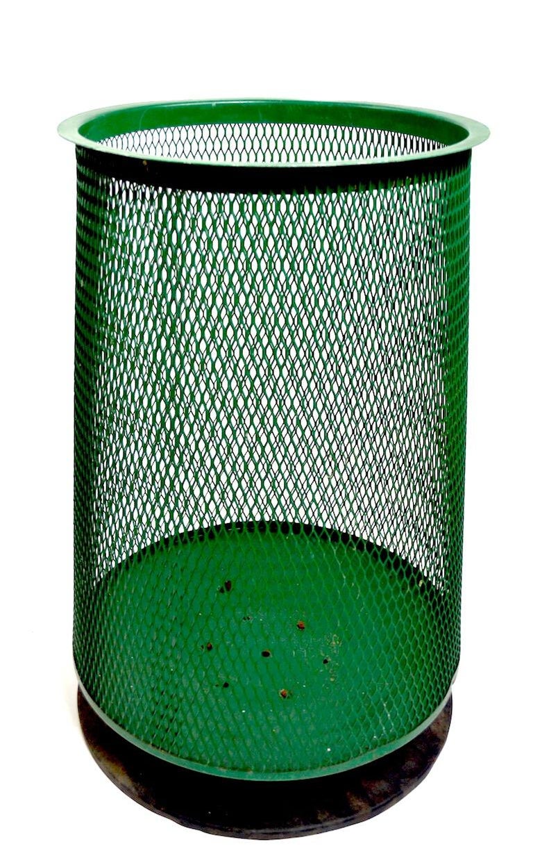 Mid Century Trash Garbage Can with Metal Mesh at 1stDibs