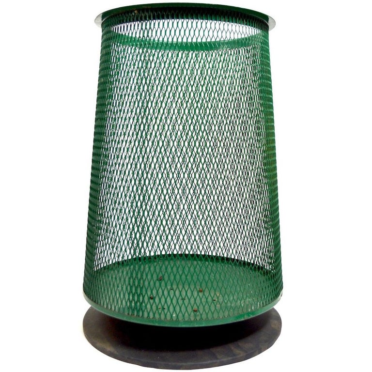 Mid Century Trash Garbage Can with Metal Mesh at 1stDibs