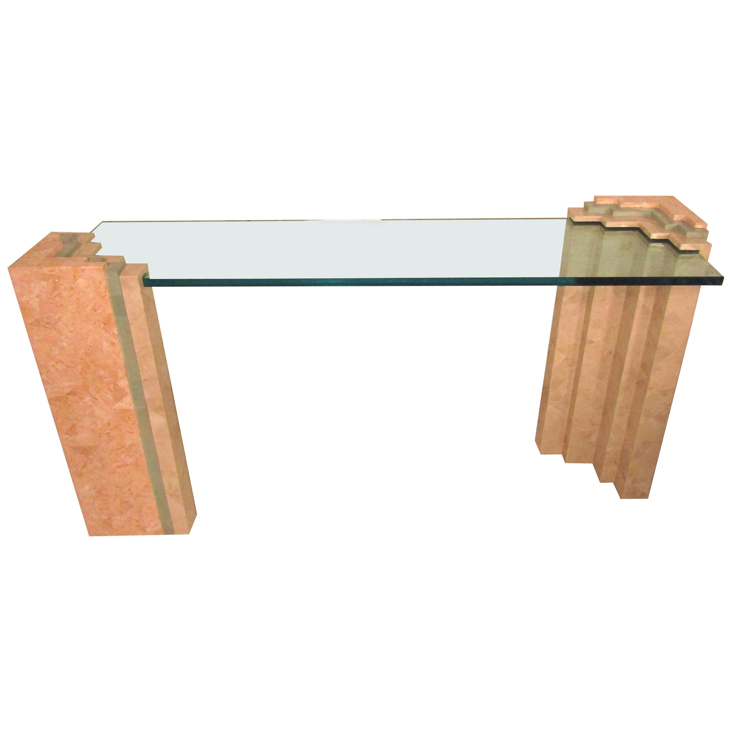 Modernist Travertine Console Table at 1stdibs