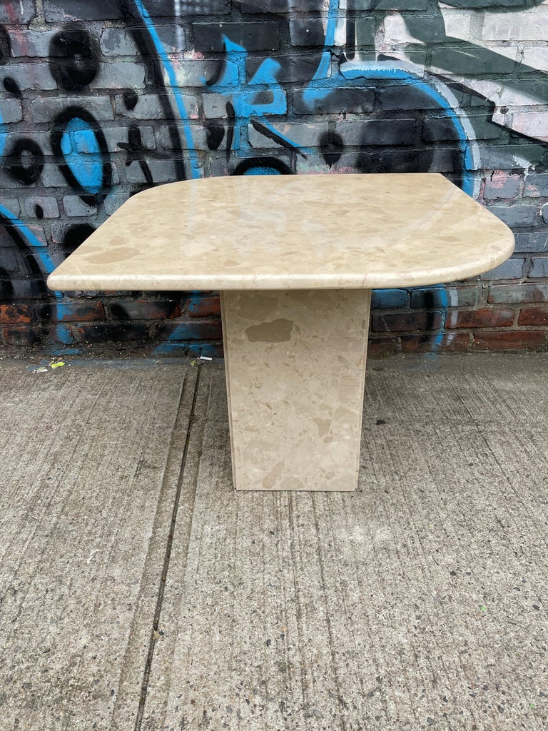 Mid Century Travertine Marble Side Table with Marble Base For Sale at ...