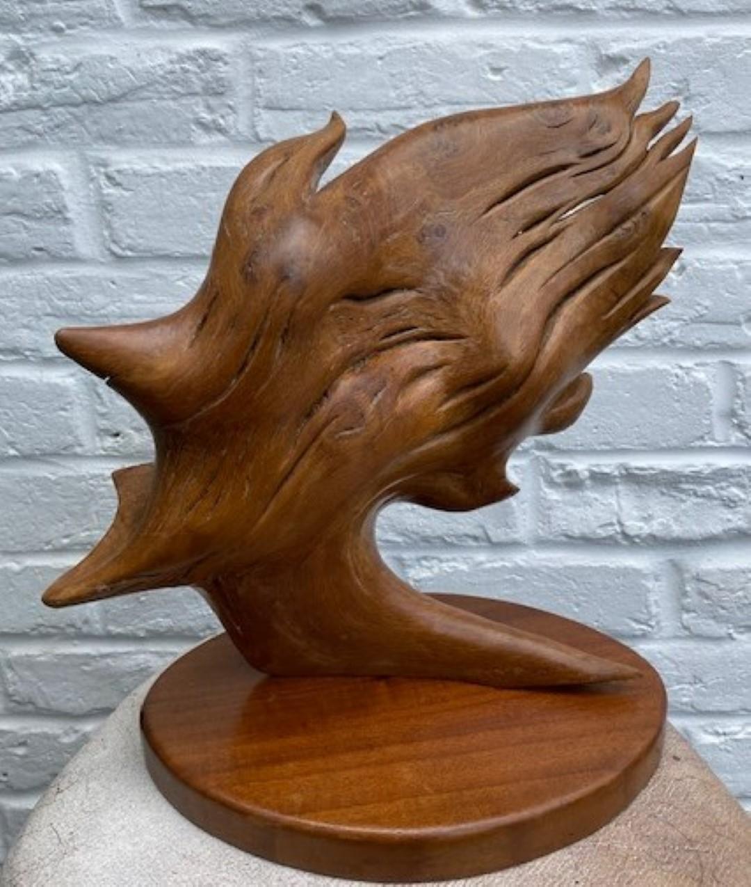 Mid-Century Tree Root Wood Sculpture Carving on Teak Base, French, 1960 ...