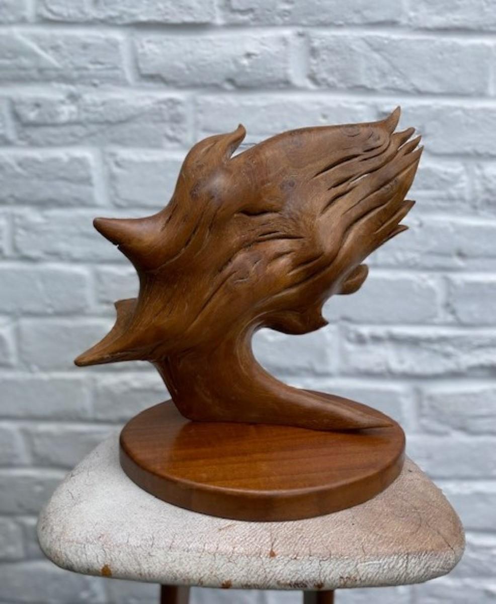 Mid-Century Tree Root Wood Sculpture Carving on Teak Base, French, 1960 ...