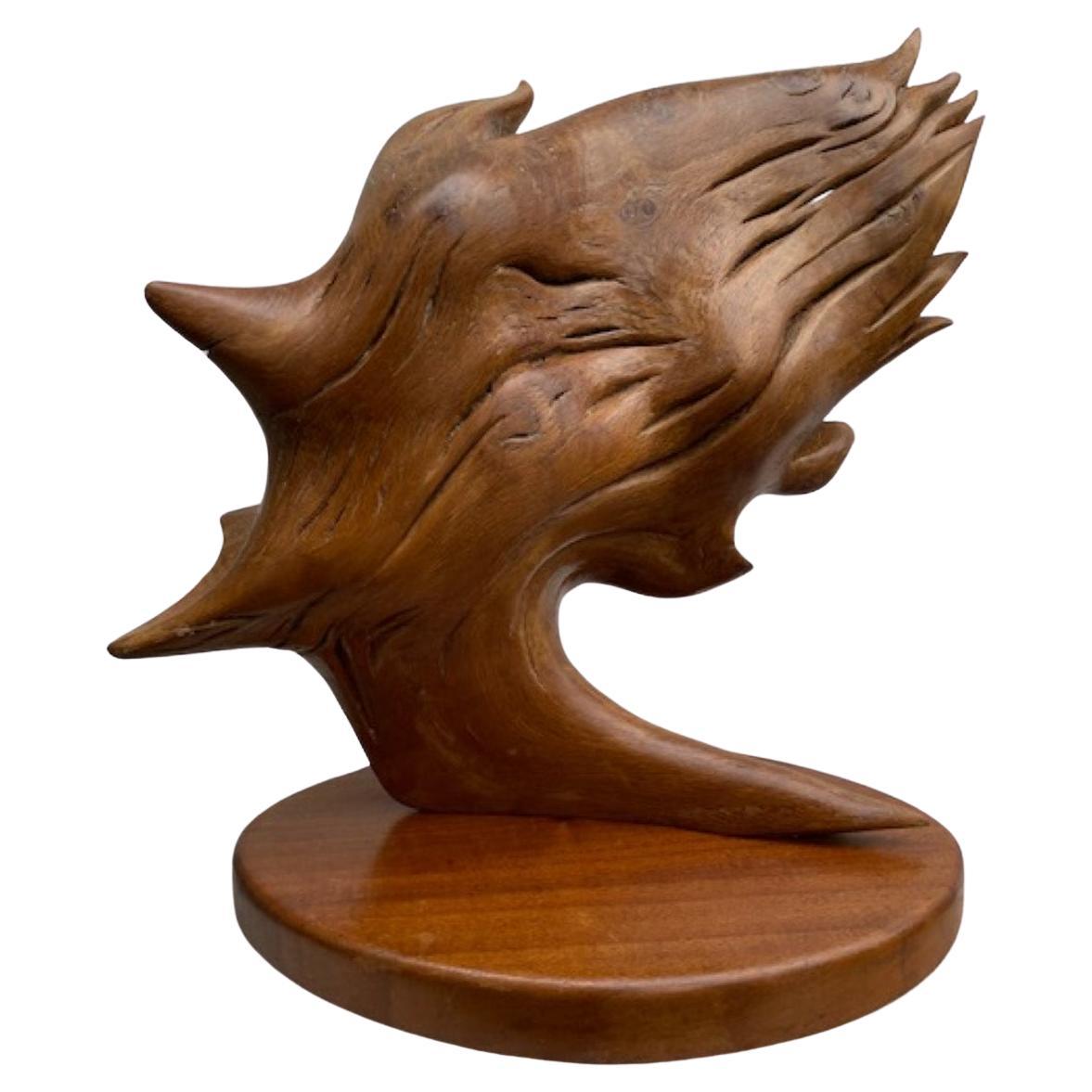 Mid-Century Tree Root Wood Sculpture Carving on Teak Base, French, 1960 ...
