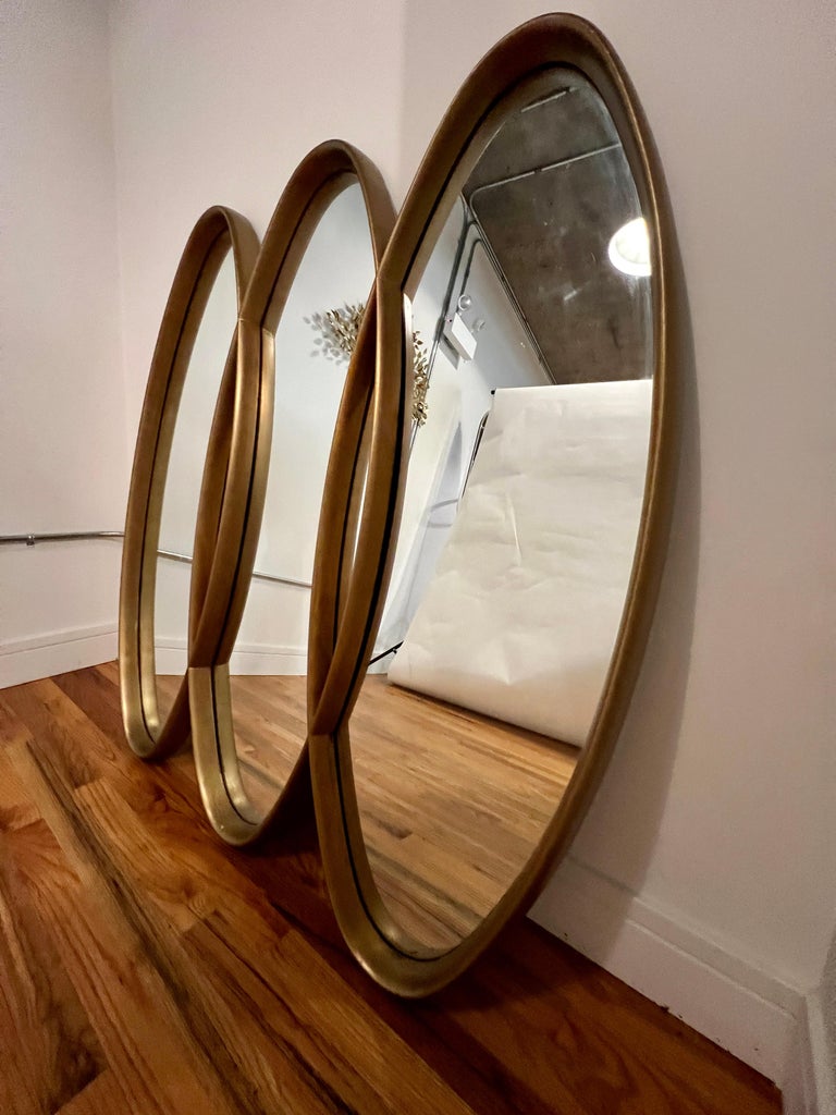 Mid-century Triple Interlocking Gold Mirror For Sale at 1stDibs